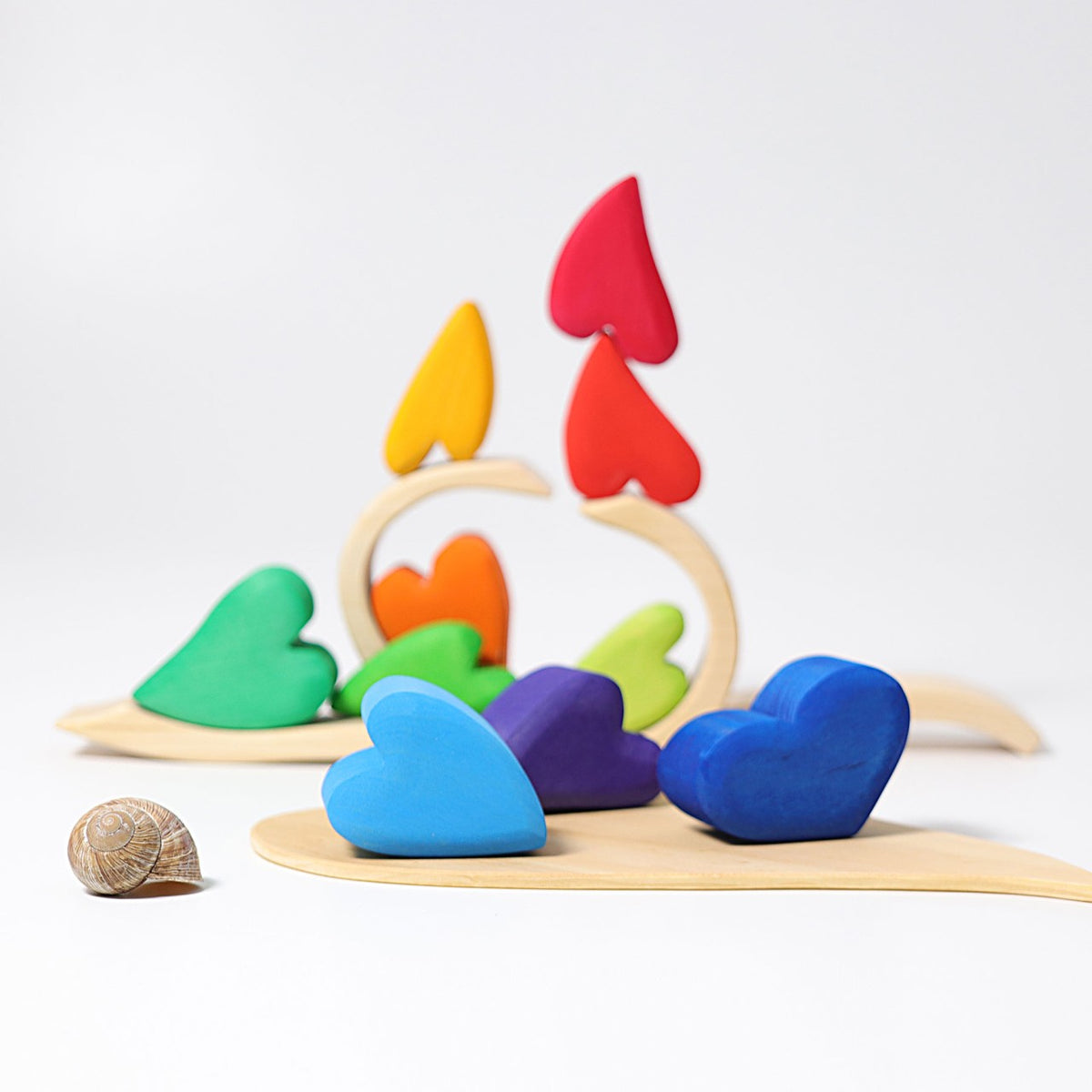 Grimm's Rainbow Stacking Hearts | Reverie Craft Australia